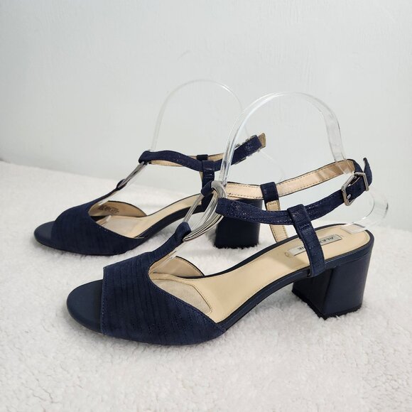 Alex Marie | Shoes | Alex Marie Navy Blue Womens Block Heels Open Toed ...